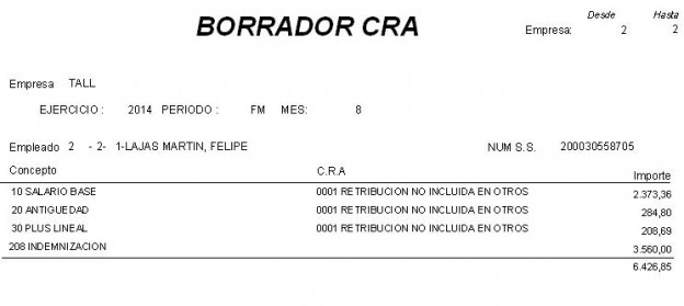Informe fichero CRA (Concepto Retributivos Abonados)